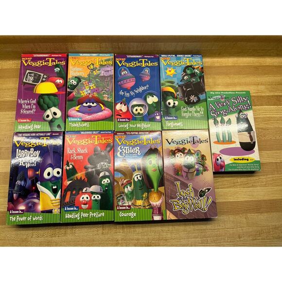 Veggie Tales | Media | Veggietales Lot Of 9 Vhs Tapes Vintage Kids ...